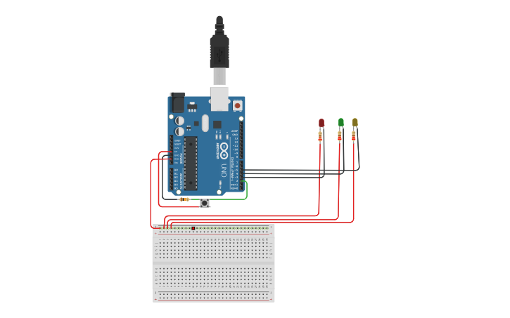 Circuit design LED FLIP FLOP WITH PUSHBUTTON - Tinkercad
