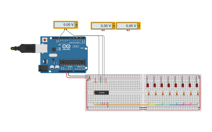 Circuit design Shift Register - Tinkercad