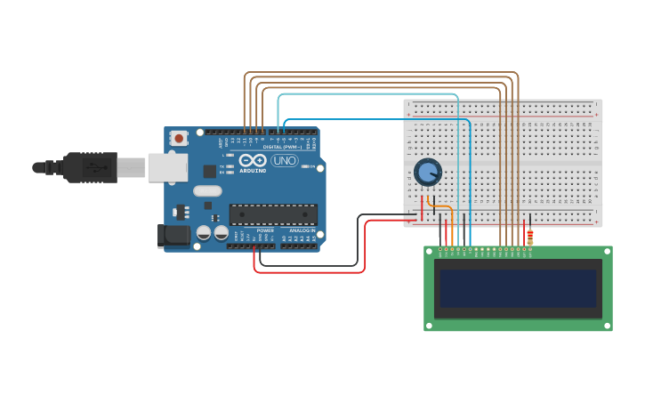 Circuit design LCD display Calculator - Tinkercad