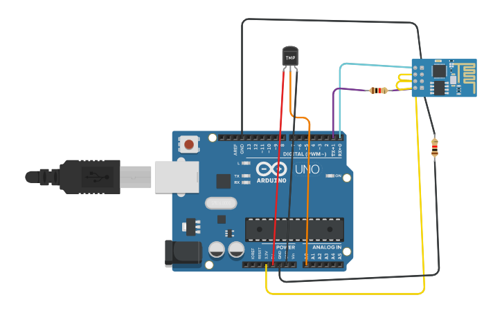 Circuit design Copy of Wifi Module ESP8266 | Tinkercad