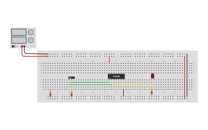 Circuit design NOT Gate using NAND Gate - Tinkercad