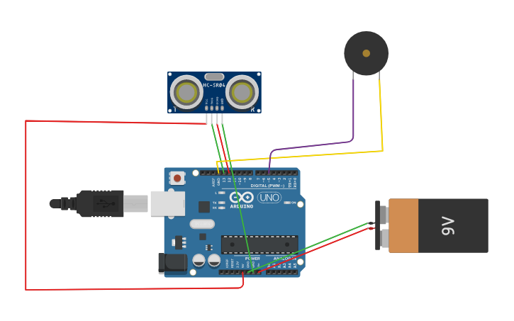 Circuit design Smart Blind Stick - Tinkercad