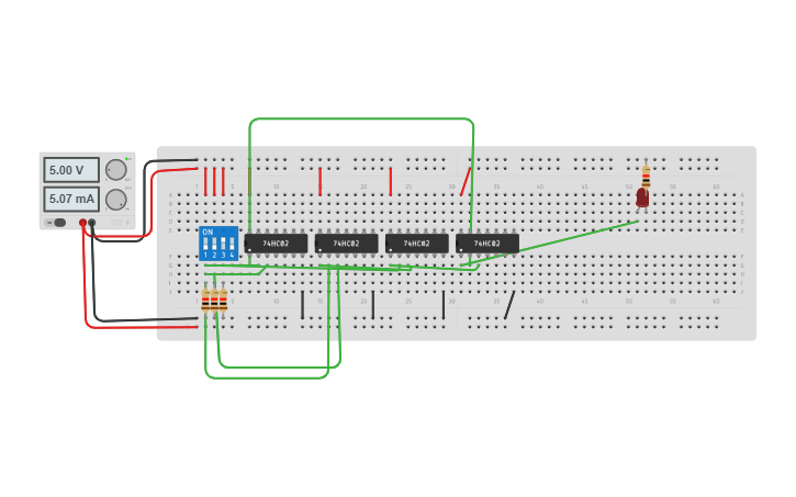 Circuit design Ejercicio A) 4ta clase | Tinkercad
