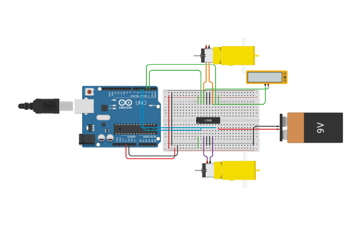 Circuit design L293d - Tinkercad
