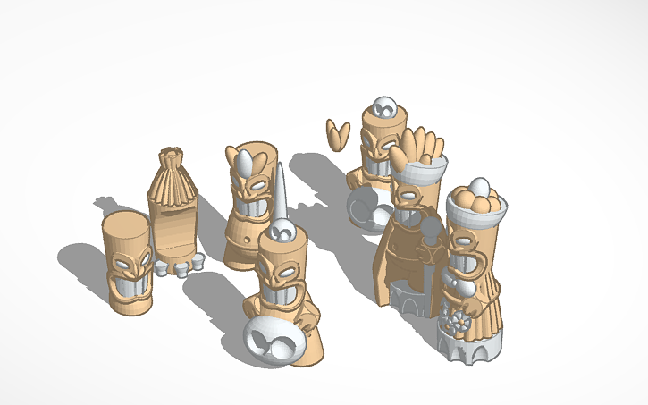 3D design Copy of Full Tiki #chess set | Tinkercad
