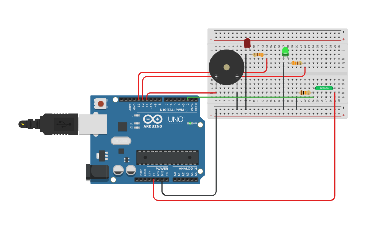 Circuit design Earth quake detector using tilt sensor - Tinkercad