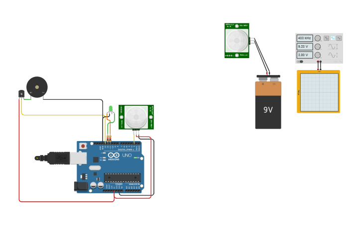 Circuit design movement alarm | Tinkercad