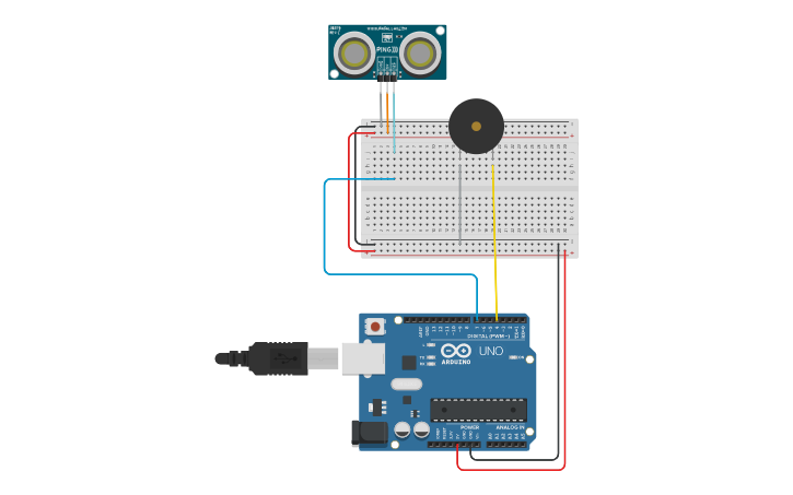 Circuit design Sensor e Buzzer - Tinkercad