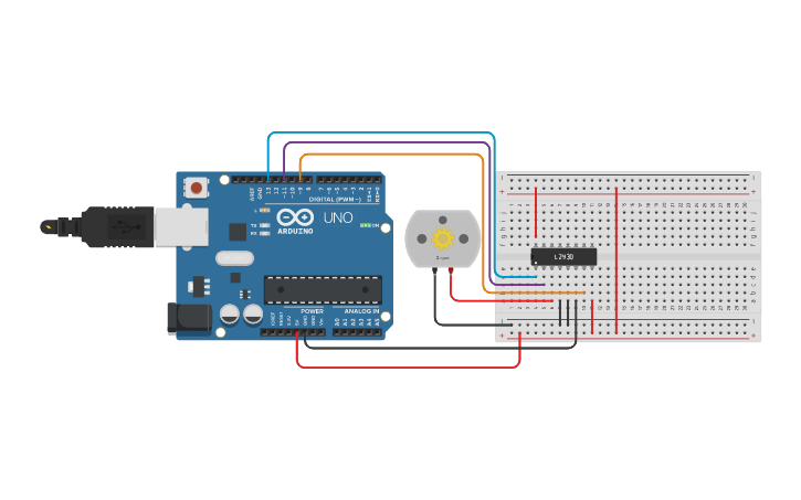Circuit design L239D IC - Tinkercad