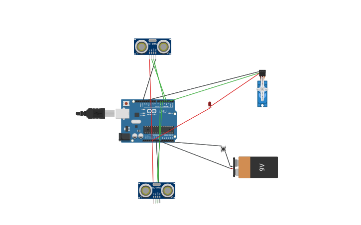 Circuit design dustbin open close - Tinkercad