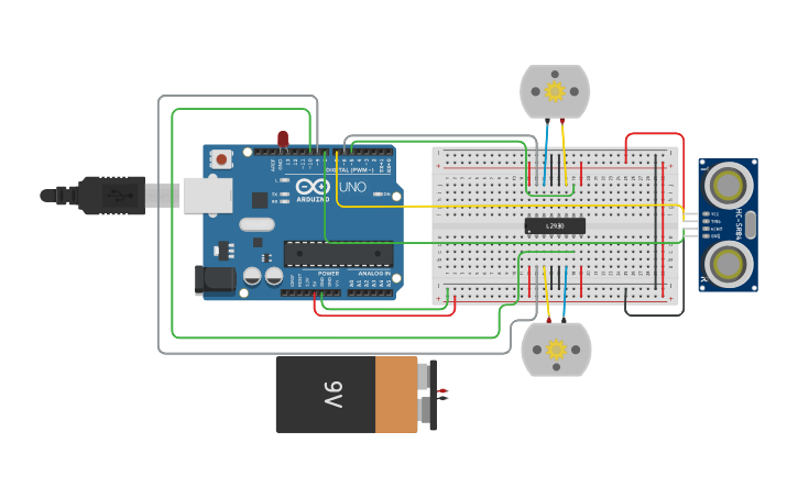 Circuit design Motores con sensor - Tinkercad