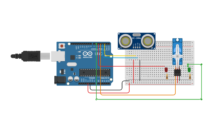 Circuit design Sensor de ultrasonido - Tinkercad