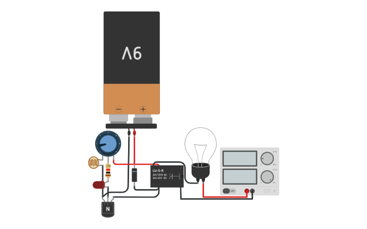 Circuit Design Relay Lamp Tinkercad