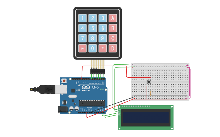Circuit design INTERFACING 4x4 KEYPAD ALKHATRI - Tinkercad