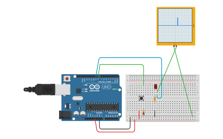 Circuit design pushbutton1 no debounce - Tinkercad