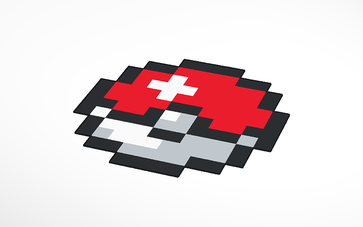 3D design Pokeball - Pixel Art | Tinkercad