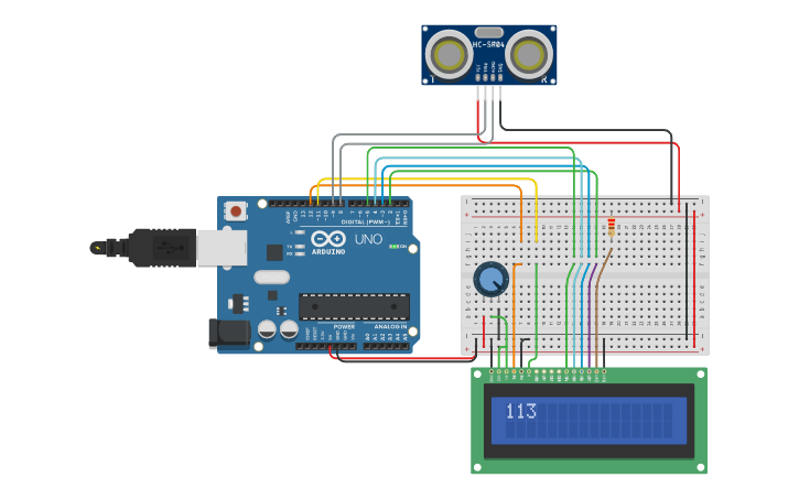 Circuit design Distance Sensor_61070320 - Tinkercad