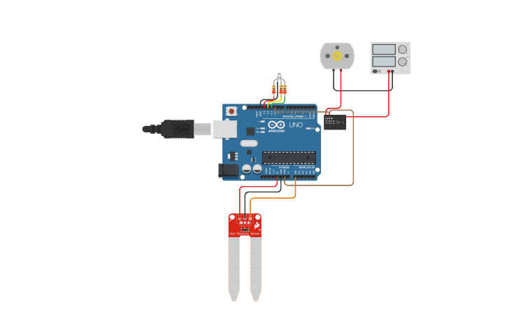 Circuit design Smart Watering System - Tinkercad