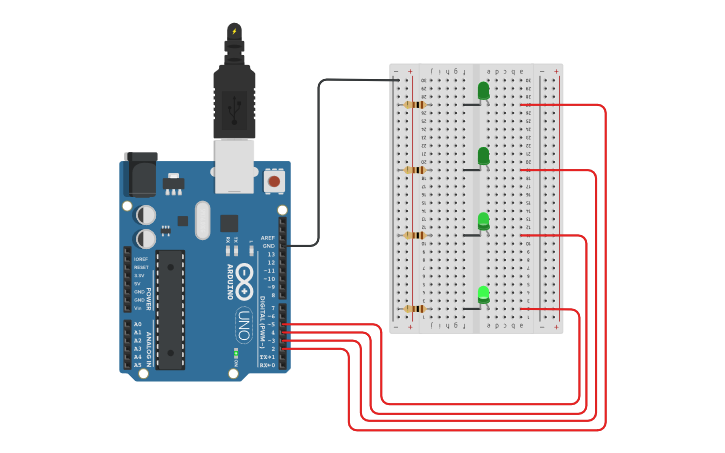Circuit design Blinking LED with different times. - Tinkercad