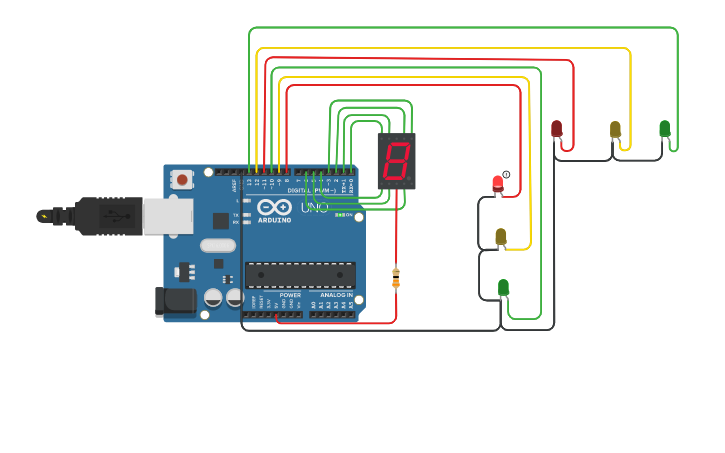 Circuit design 4.5 One Way Traffic Light | Tinkercad