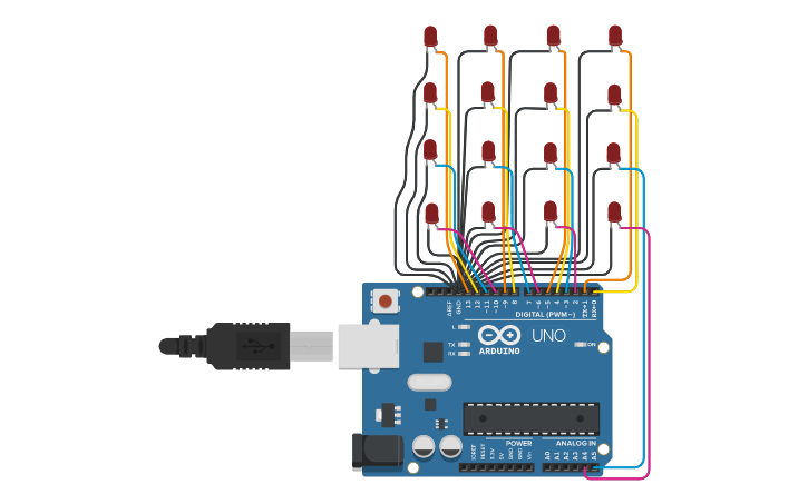 Circuit design Sistemas Embarcados: Matrix de LED | Tinkercad