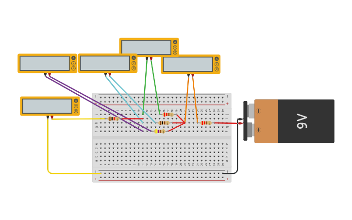Circuit Design Práctica 1 Amperímetro Tinkercad