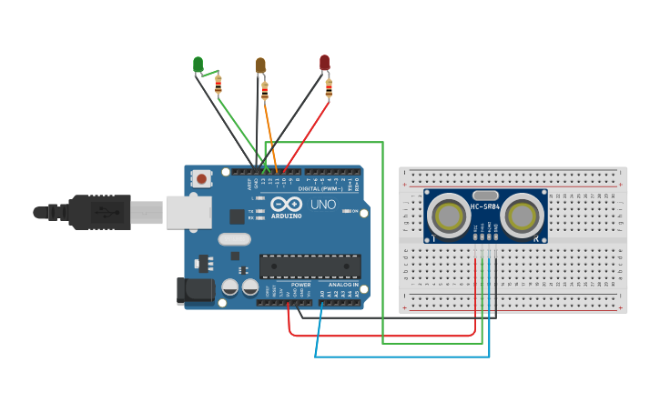 Circuit design Distance sensor - παρκόμετρο | Tinkercad
