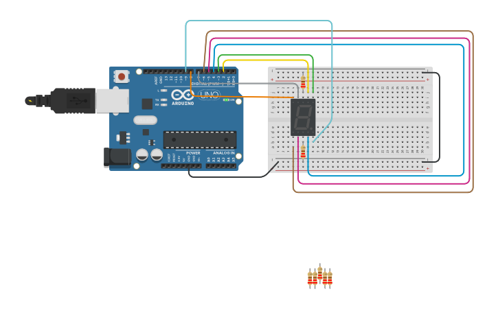 Circuit design 7 segment Display - Tinkercad