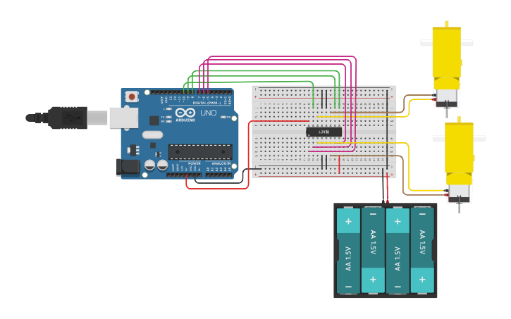 Circuit design Montaje y programación de un Robot Móvil | Tinkercad