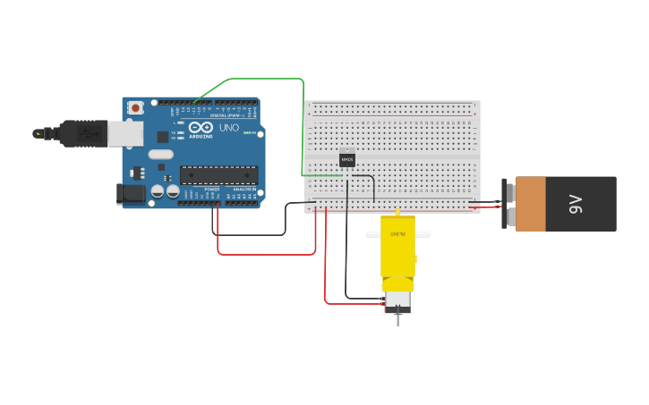 Circuit design Task 26: IRF520 1 motor - Tinkercad