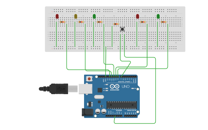 Circuit design Traffic Control System - Tinkercad
