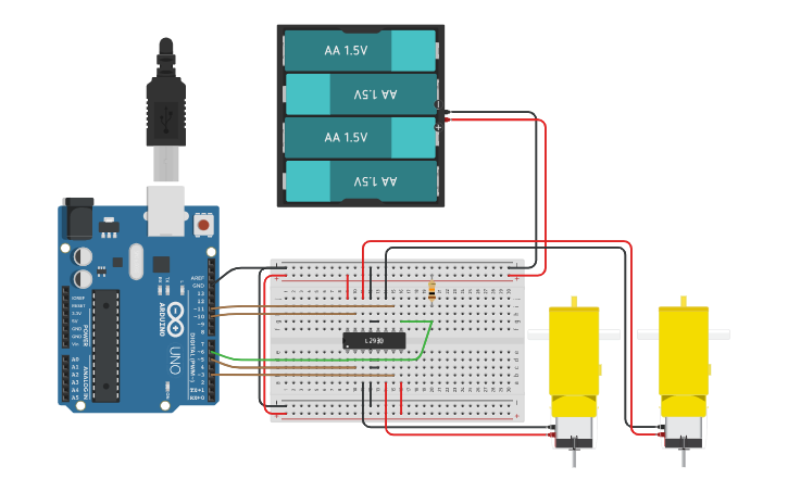 Circuit design L293D - Usando SERIAL - Tinkercad