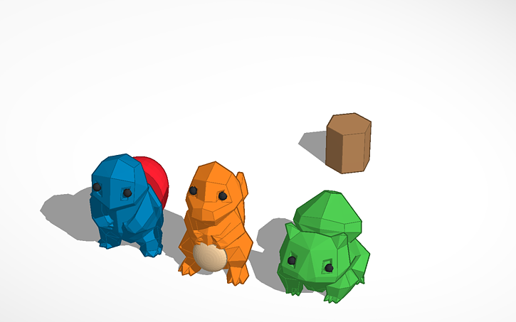 3D design Squirtle, Charmander, and Bulbasaur | Tinkercad