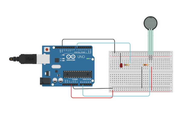 Circuit design Measure force using force sensor - Tinkercad