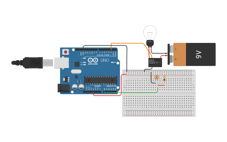 Circuit design RELE_LDR - Tinkercad