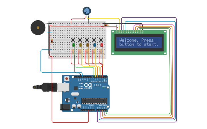 Circuit design Whack a mole - Tinkercad