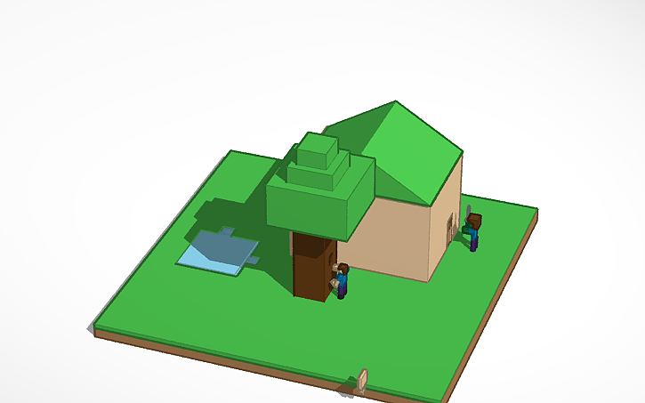 3D design Minecraft Tree Punching Scene | Tinkercad