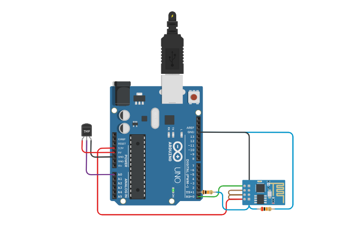 Circuit design Thingspeak - ESP8266 - LED - Tinkercad