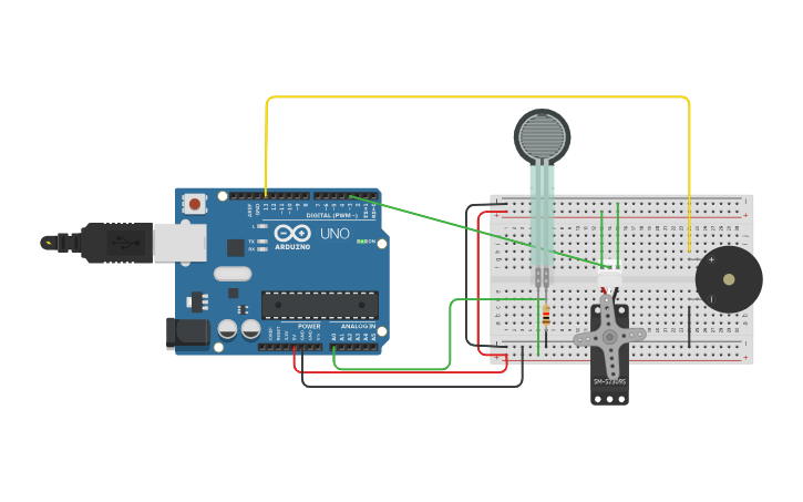 Circuit design sensor de fuerza - Tinkercad