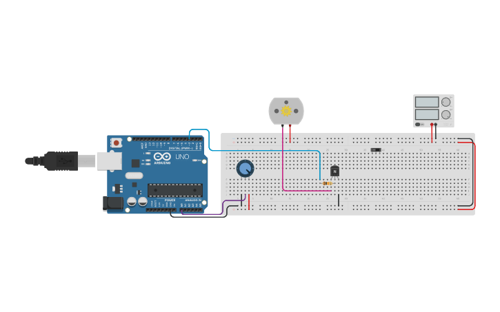 Circuit design MOTOR + PWM - Tinkercad