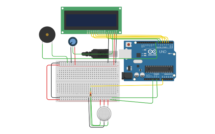 Circuit design Arduino sensor for gas - Tinkercad