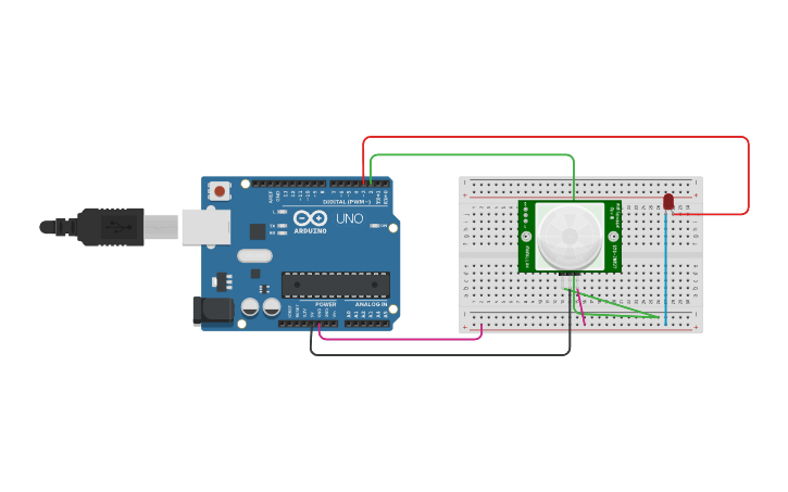 Circuit design PIR sensor - Tinkercad