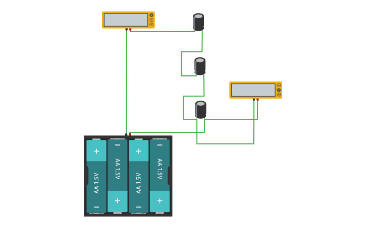 Circuit Design Kapasitor Rangkaian Seri Tinkercad
