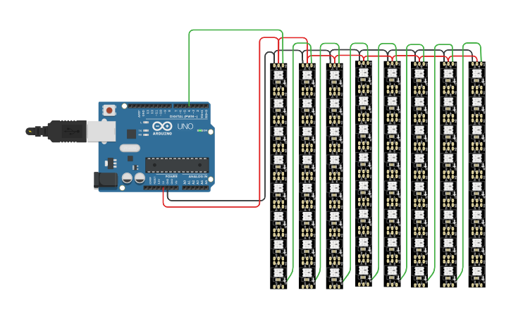 Circuit design 8x8 Neomatrix smiley face | Tinkercad