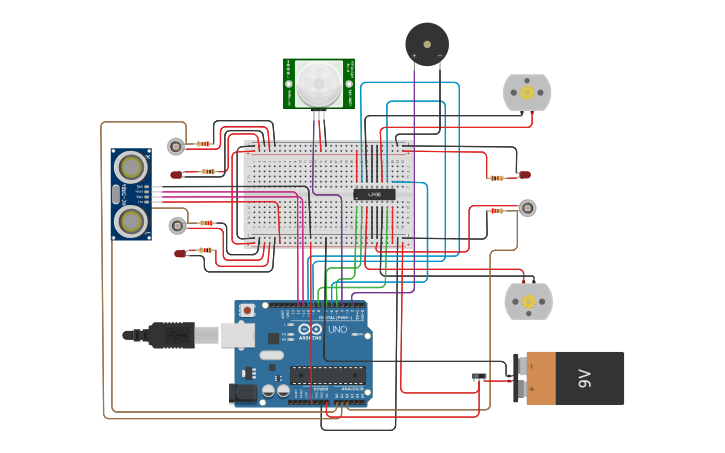 Circuit design Project Human Detector - Tinkercad