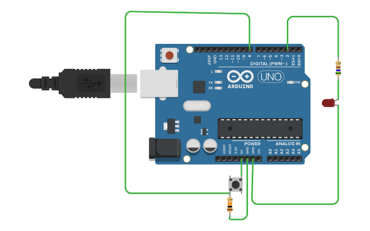 Circuit design Arduino push button circuit - Tinkercad