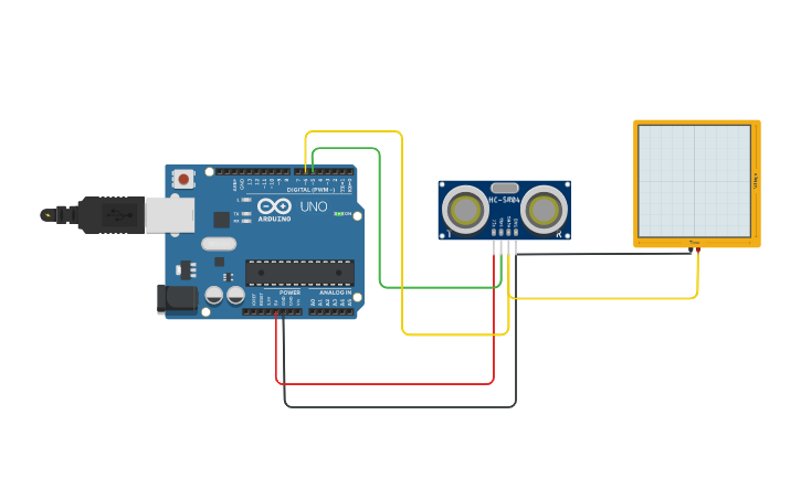 Circuit design Practica_sensor_ultrasonidos | Tinkercad