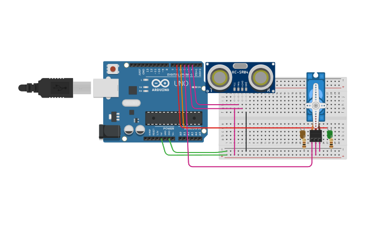 Circuit design RADARSNS ARDUINO - Tinkercad