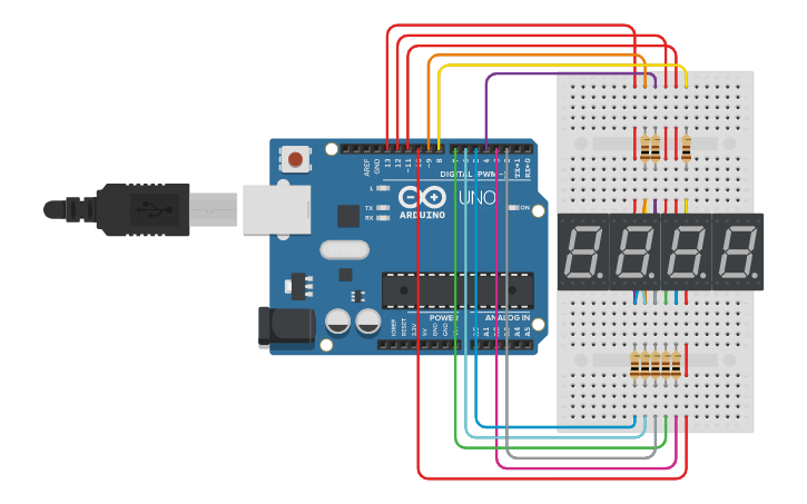 Circuit design 7-Segment 4-Digit LED Counter II - Tinkercad