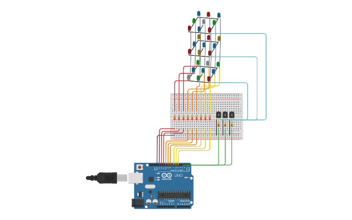 Circuit design CUBE LED 3 PISOS | Tinkercad